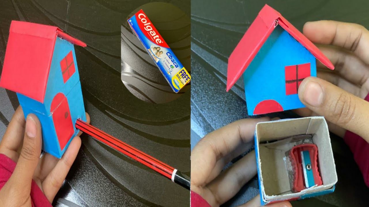 How to make house shape sharpener with paper/sharpener tutorial # ...
