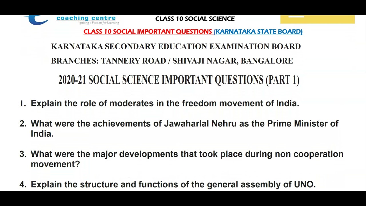 Class 10 | social science important questions 2021 | #100%SURE | Part 1 ...