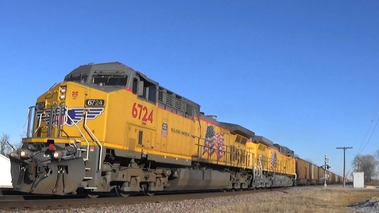 UP 6724 Leads a Coal Train, Grand Mound, IA - YouTube