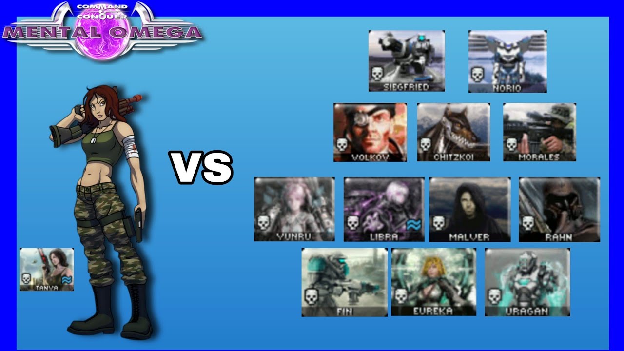 Red Alert 2 Mental Omega 3.3.6 // Tanya vs All Heroes - YouTube