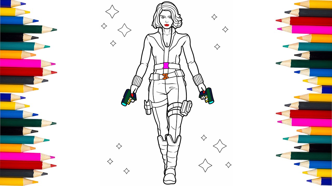 Black Widow Coloring! How to Color Natasha Romanoff in 8 Minutes! NEW ...