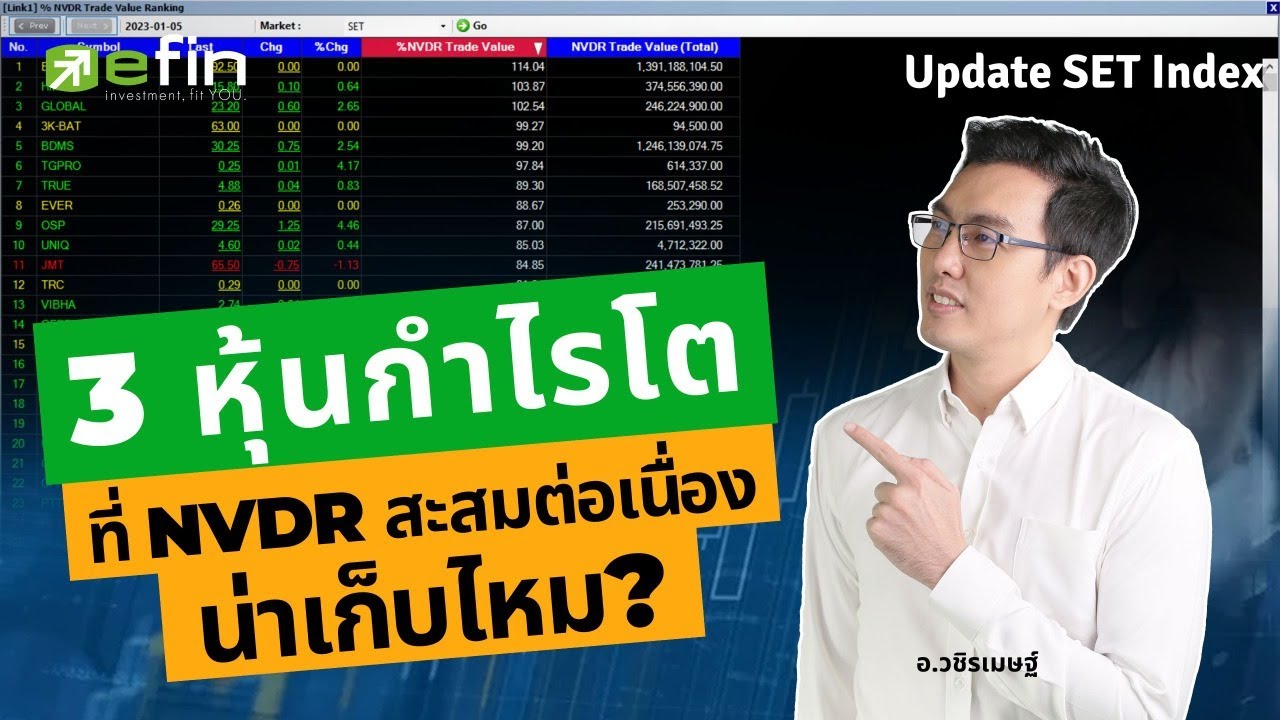 3 หุ้นกำไรโตที่ NVDR สะสมต่อเนื่อง น่าเก็บไหม? | Update SET Index - YouTube
