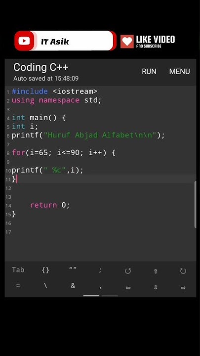 C/C++ Menampilkan Alfabet #cpp #coding #pemrograman #shorts #youtubeshorts - YouTube