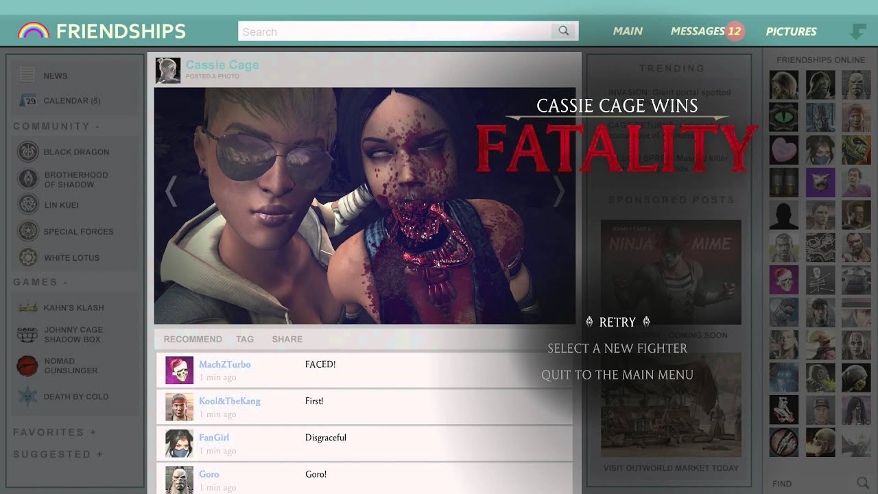 Mortal Kombat X: Cassandra Cage "Selfie" Fatality (On Kitana) - YouTube