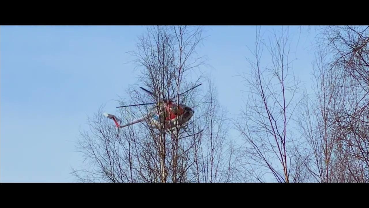 Trimming trees with helicopter. Vihti - YouTube