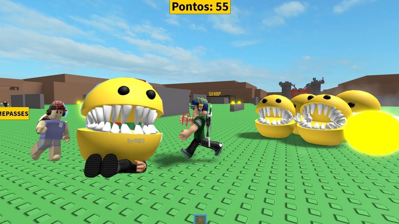 sobrevivendo ao ataque dos pac man do mal no roblox, jogo do pac man no ...