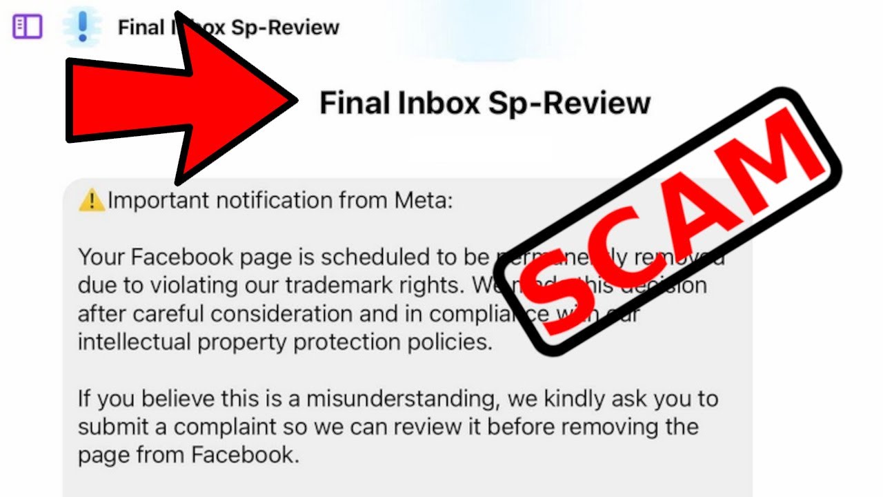Final Inbox Sp Review Facebook Scam, Fake notification from Meta - YouTube