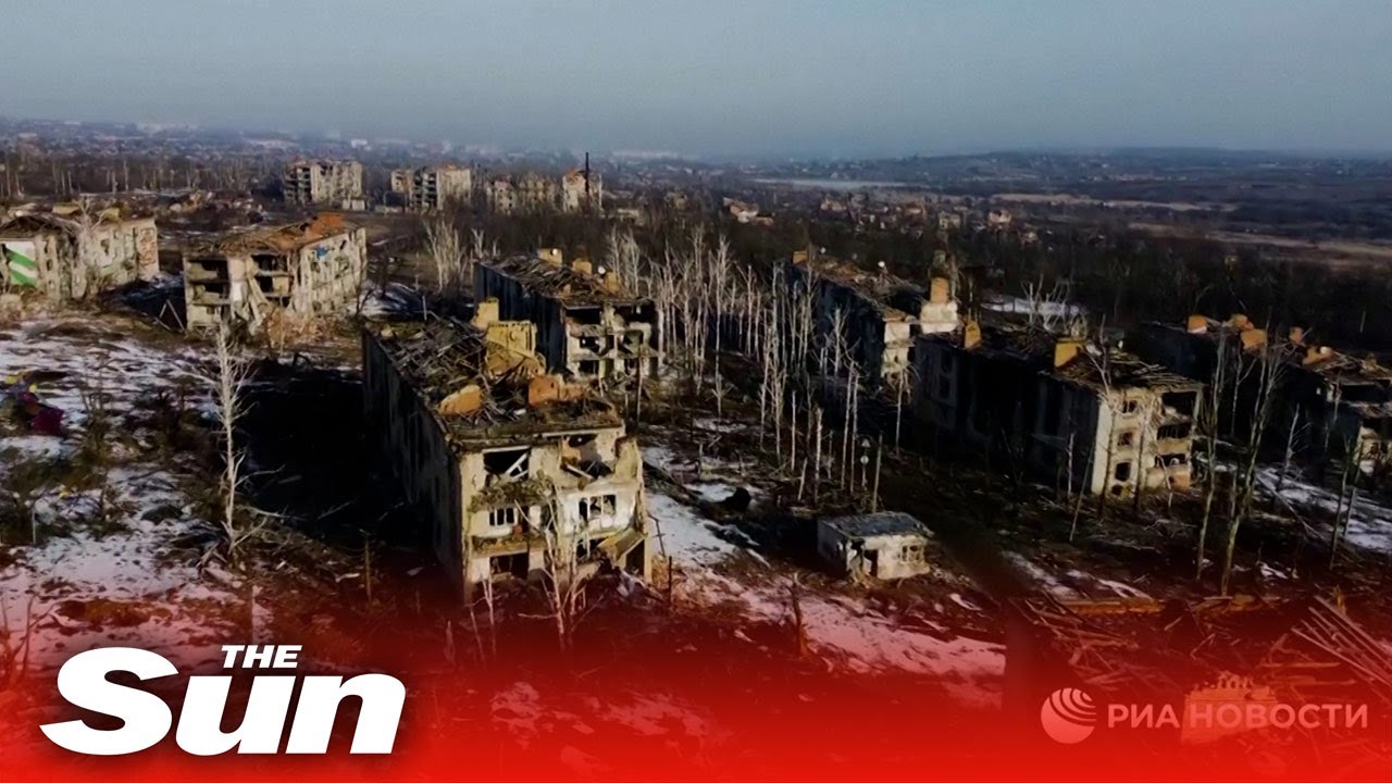Drone footage from Bakhmut shows devastation amid fierce fighting ...