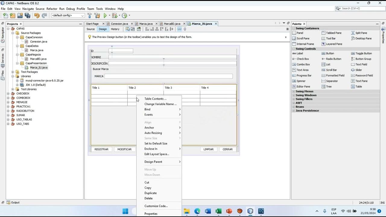 Java y NetBeans Clase 4 Programación en Capas PARTE VII CapaPresentacion Formulario - YouTube