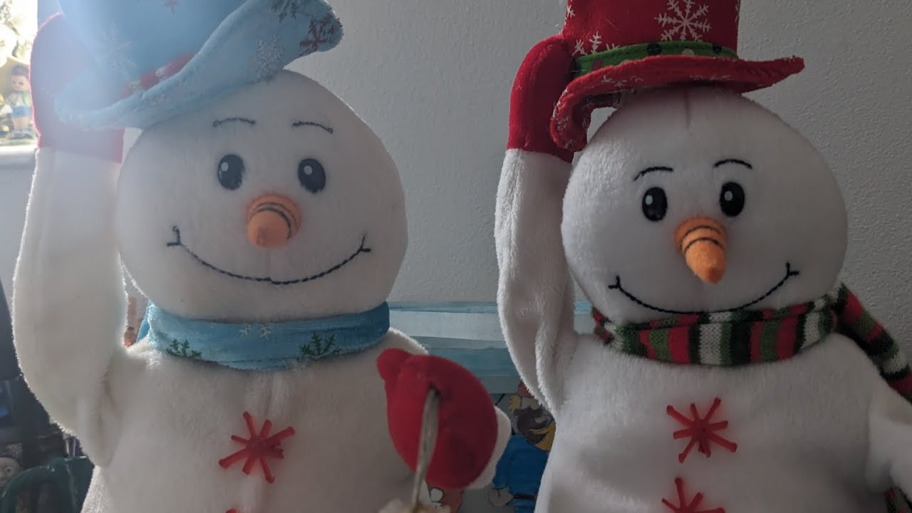 Gemmy Mini Red & Blue Spinning Snowflake Snowmen - YouTube