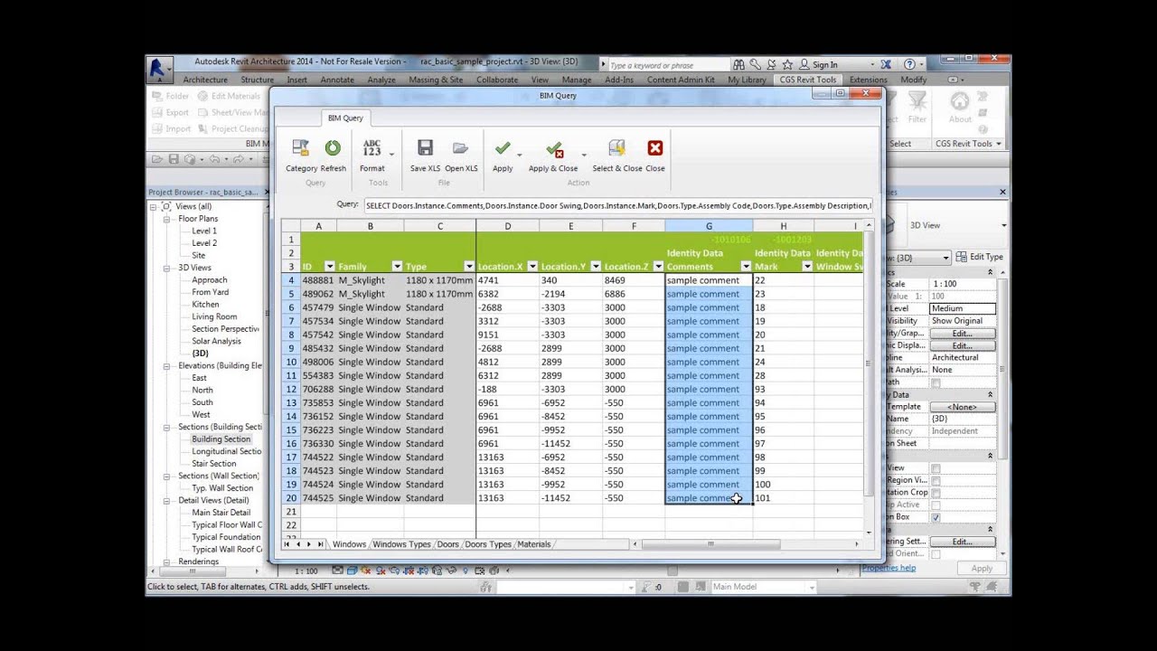 CGS Revit TOOLS - BIM Query - Parameter Selection - YouTube