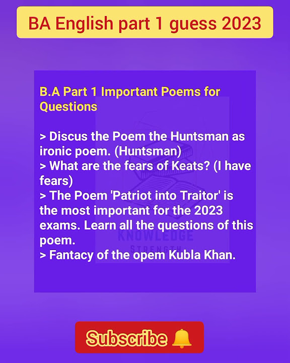 BA English part 1 guess 2023 | Punjab university ba part 1 guess 2023 - YouTube