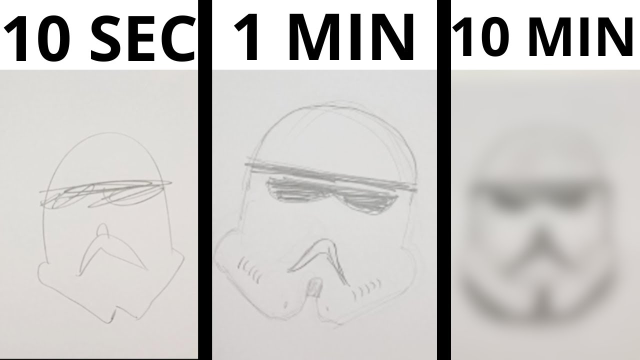 Drawing in 10 sec, 1 min, 10 min - YouTube