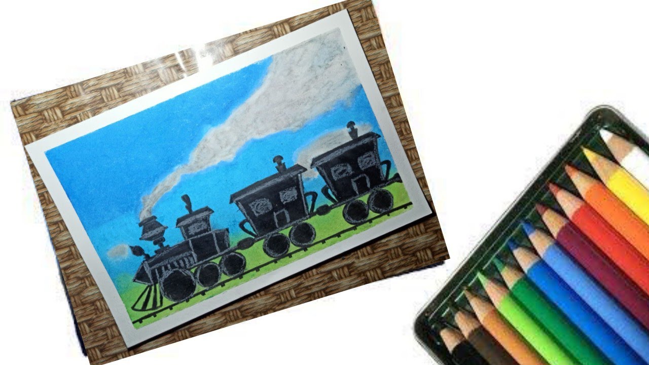 How to Draw a Toy Train with Oil Pastels Drawing Step by Step for kids ...