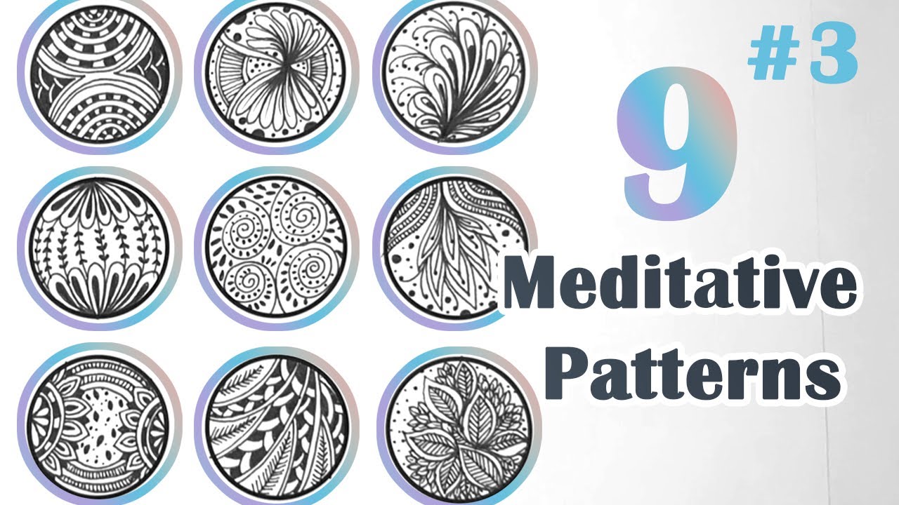 9 Zentangle Patterns || Meditative Art Therapy #3 - YouTube