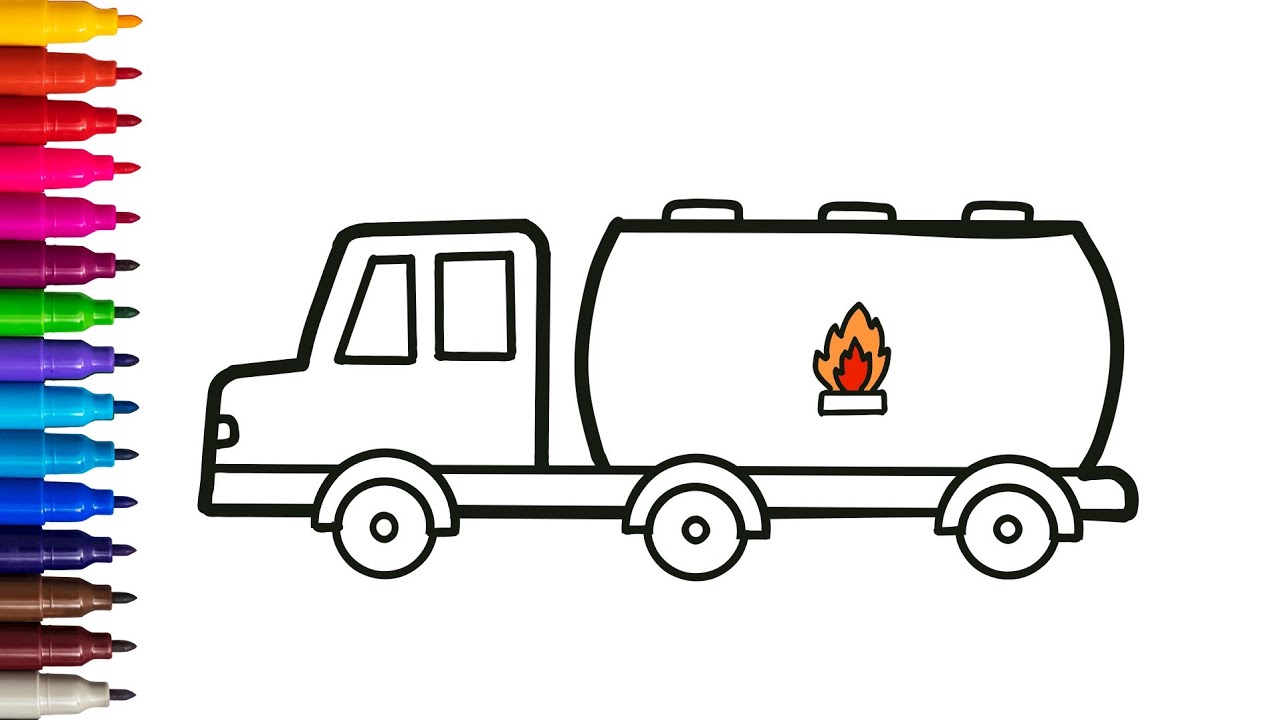How to Draw a Simple Fire Truck step by step. Easy Drawing Coloring for ...
