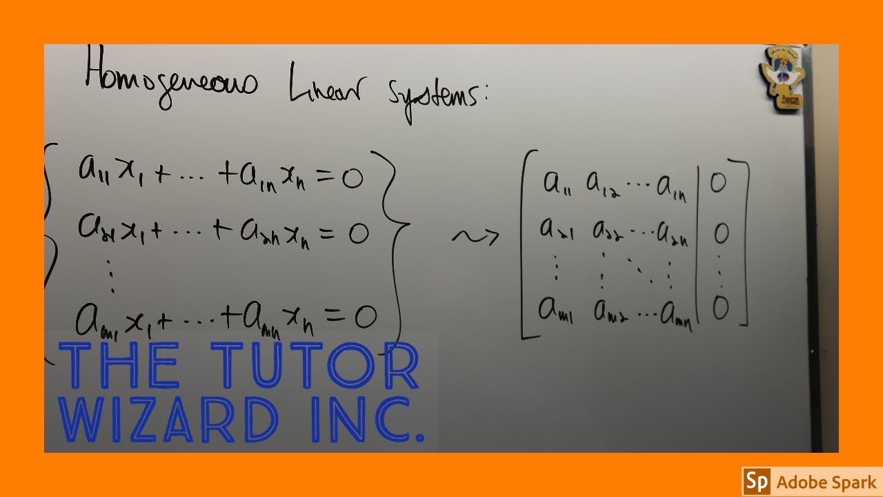 Linear Algebra I - 1.8.1 - Homogeneous Linear Systems - YouTube