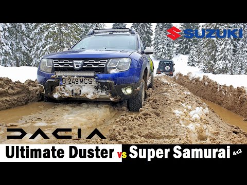 Dacia Duster versus Suzuki Samurai in Winter Snow&Mud