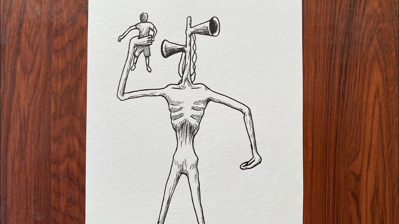Drawing a Siren Head attacking a Man - YouTube