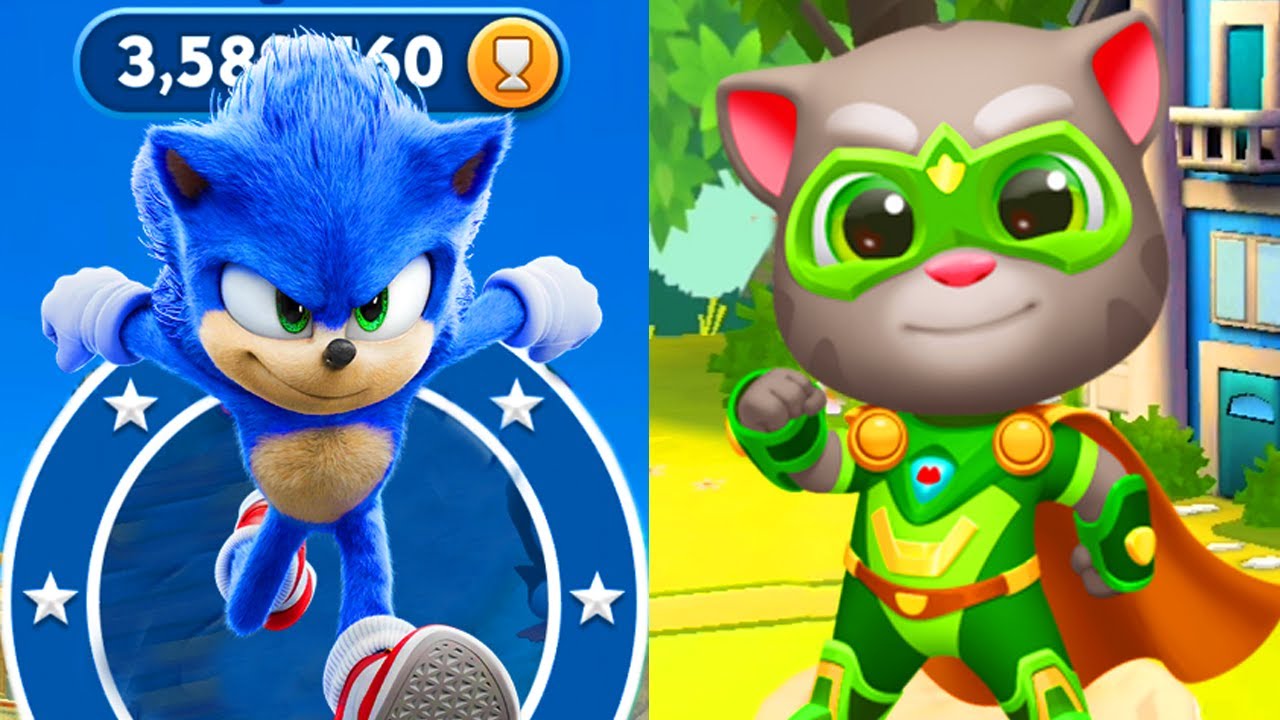 Sonic Force Speed Battle vs Talking Tom Gold Run - Neon vs All Bosses ...