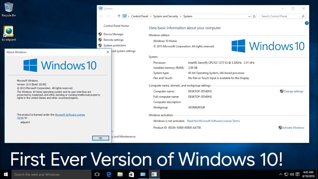 First Ever version of Windows 10! - YouTube