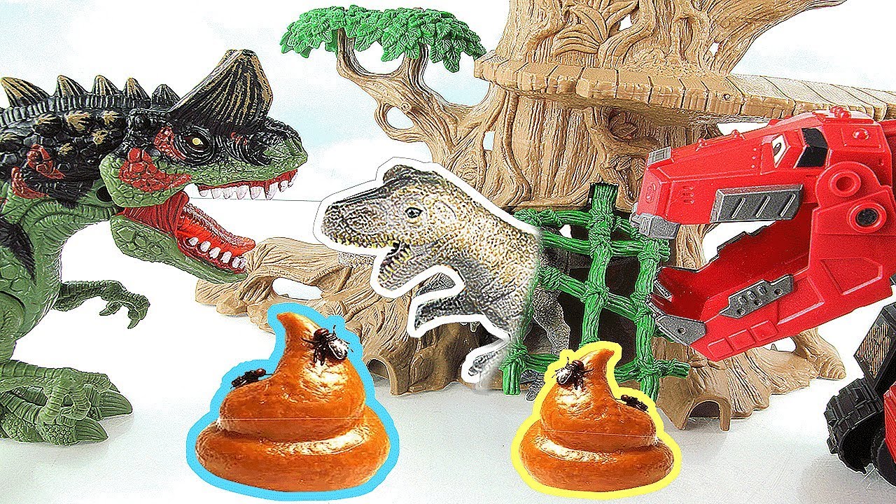 Dinosaur Toys Movie For Kids~ T Rex Angry about Poo~~ Dinotrux Toys Fun ...