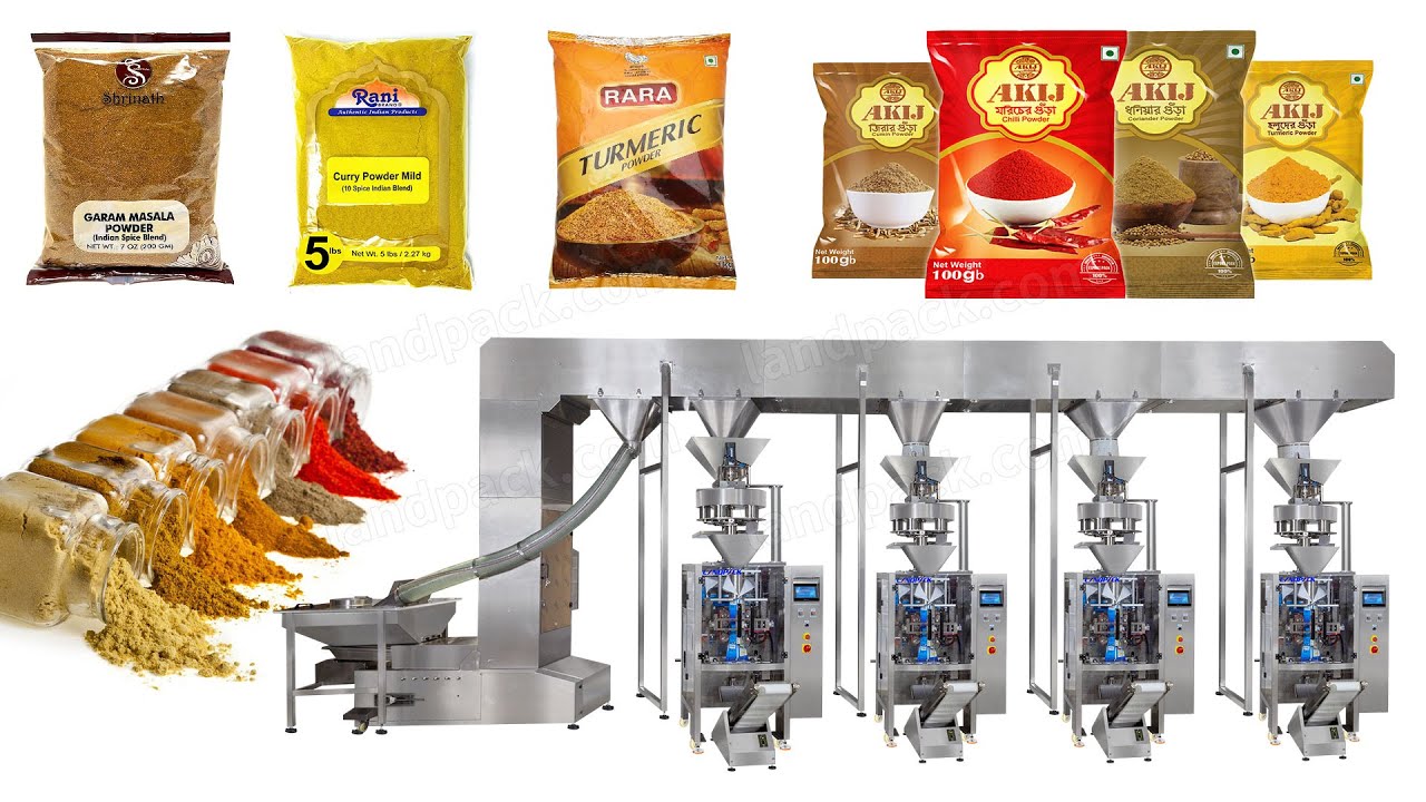 Automatic Spice Powder Pouch Packing Machine Powder Packaging Line ...