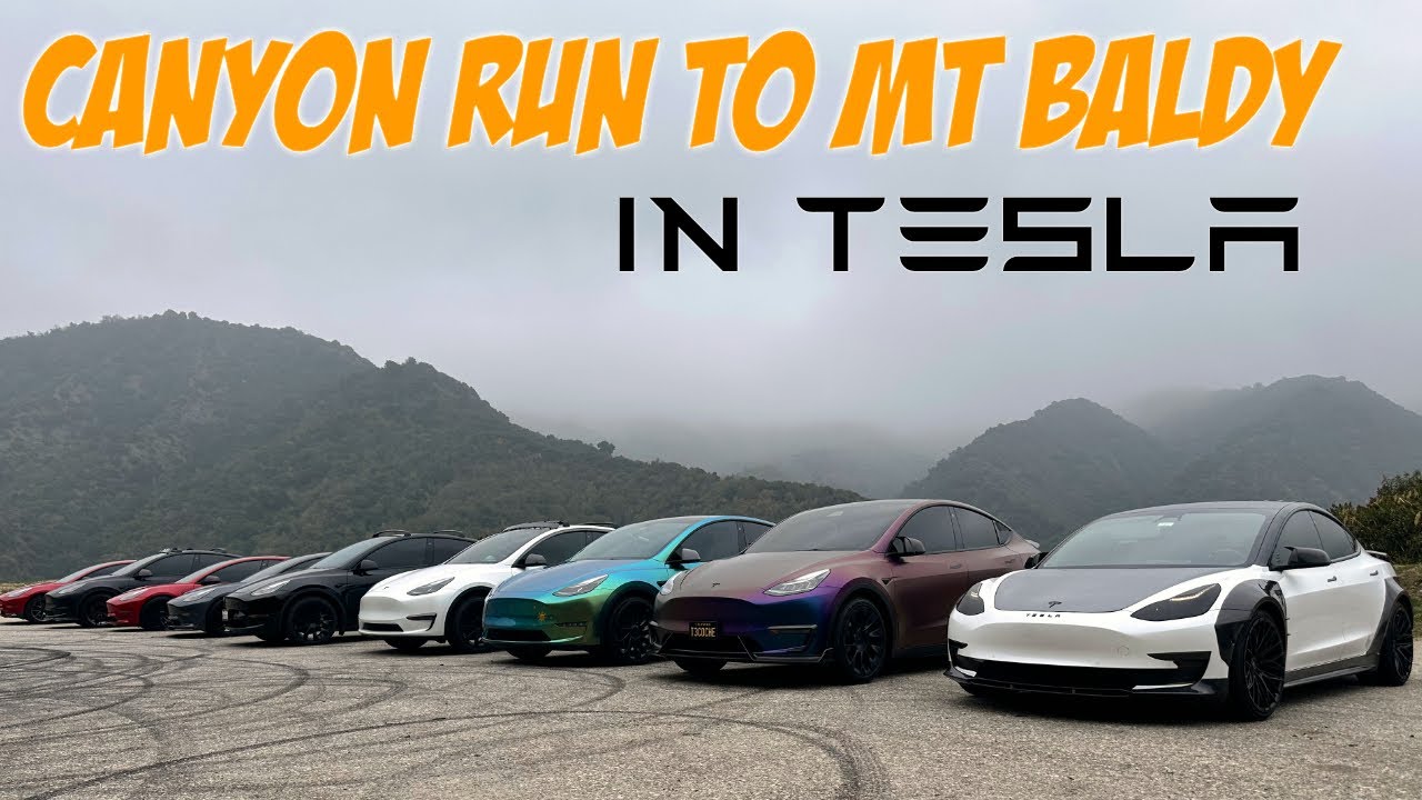 Tesla Cars Going to Mt Baldy for a Canyon Run - YouTube