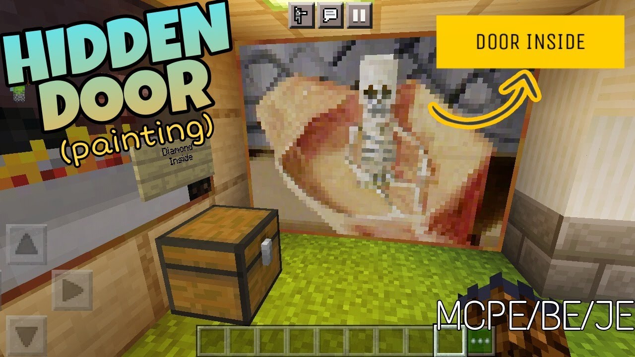 Minecraft easy HIDDEN DOOR tutorial [painting]. MCPE/BE/JE. - YouTube