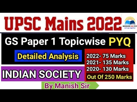 UPSC mains PYQ analysis(including mains 2022 paper) of Indian society ...