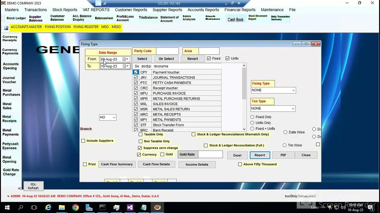 Daily Transaction report Demo Genbase Jewellery Accounting Software - YouTube