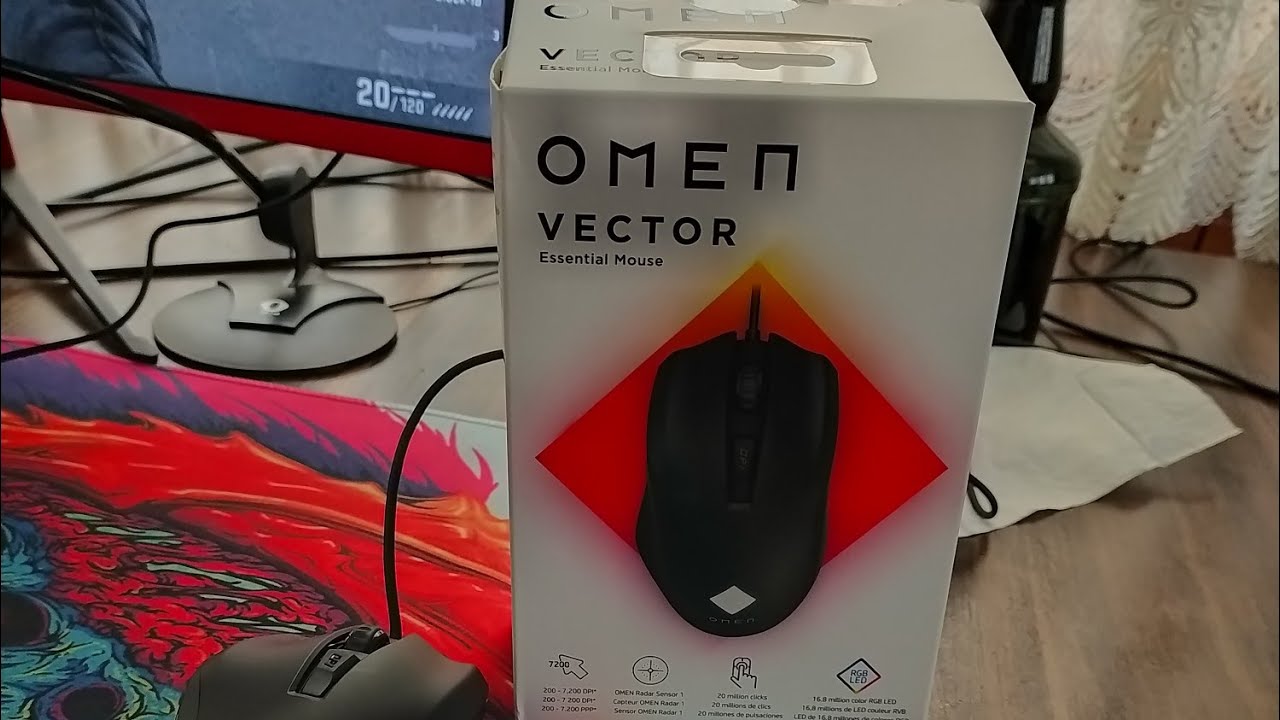 HP Omen Vector Essential Mouse 7200 dpi 220 ıps - YouTube