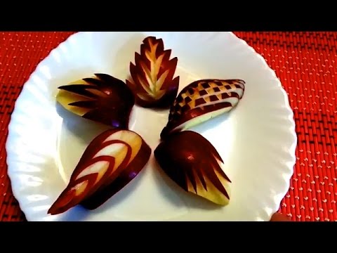 HOW TO MAKE APPLE DESIGN GARNISH - ART IN APPLE & FRUIT CARVING CUTING ...