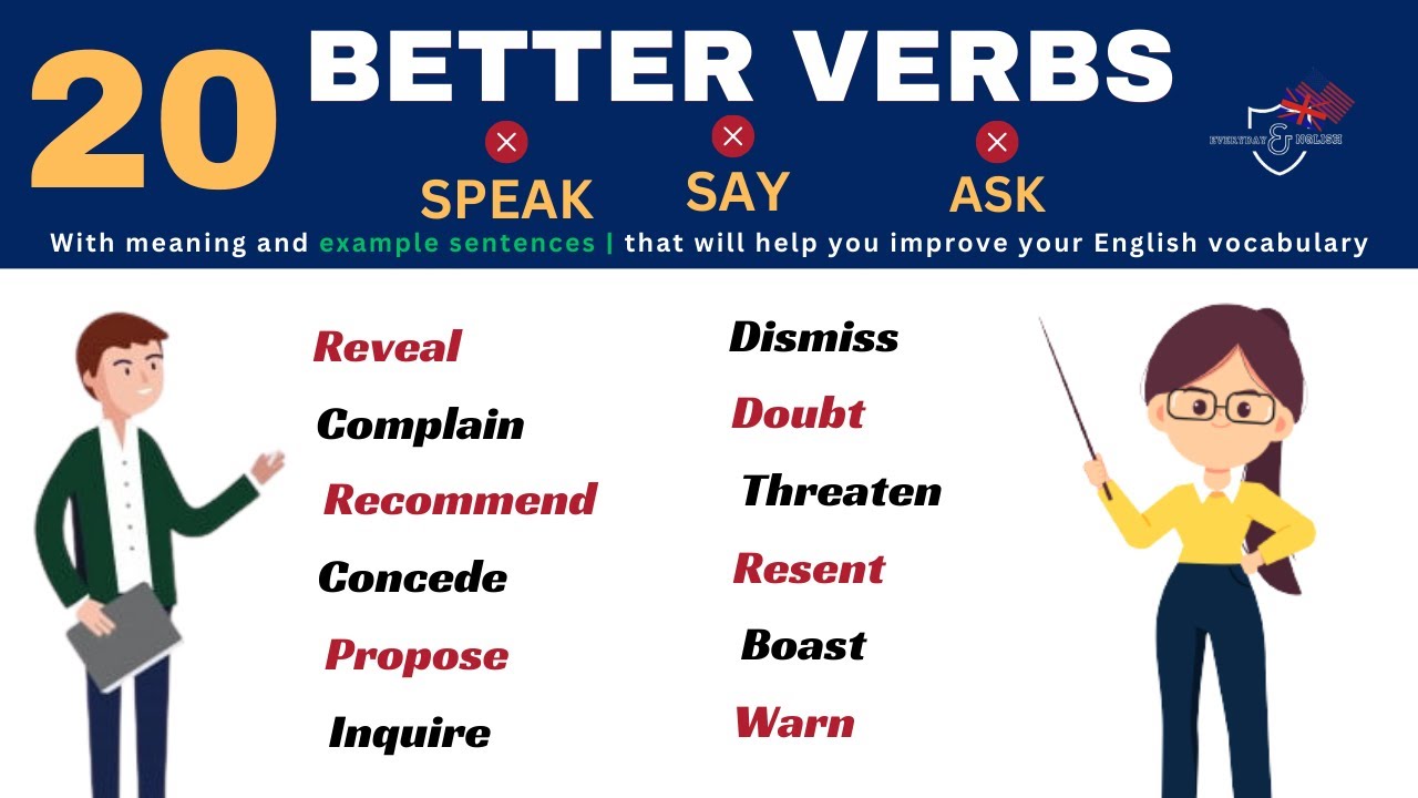 Avoid these verbs in English speaking | Learn 20 Better verbs to boost ...