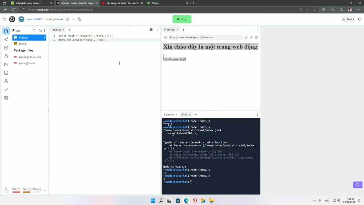 Bài 3 Module Trong Nodejs Youtube