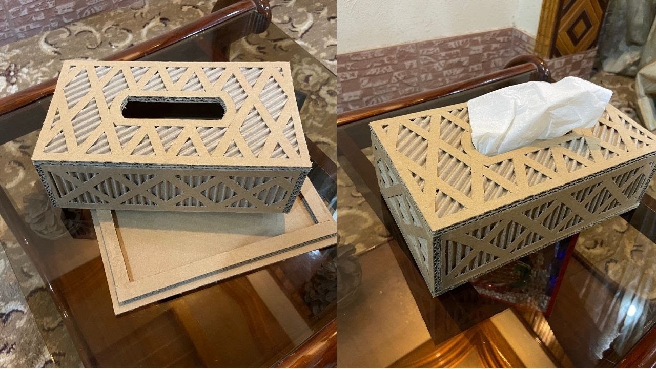 DIY Tissue Box | Easy Craft Using Cardboard and Hot Glue Gun ...