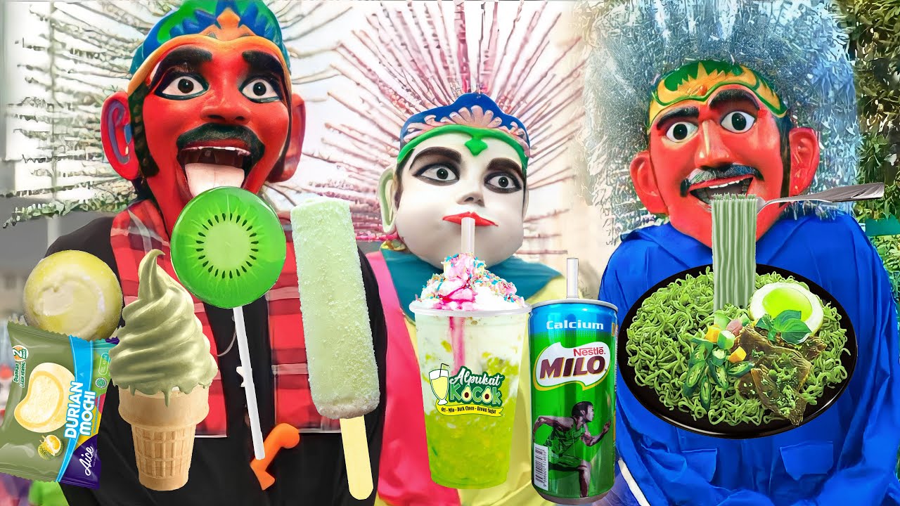 LUCU! ONDEL ONDEL BETAWI MAKAN DAN MINUM SERBA WARNA HIJAU, KELUAR ...