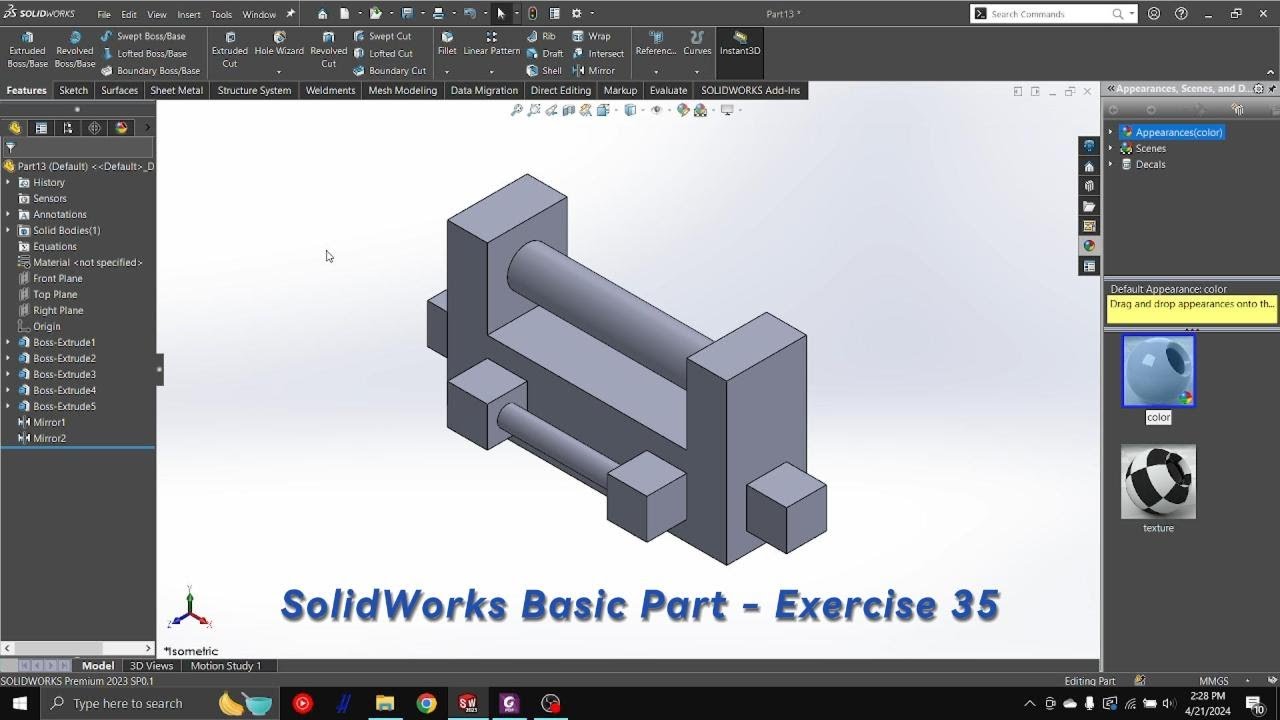 SolidWorks Basic Part - Exercise 35 - YouTube