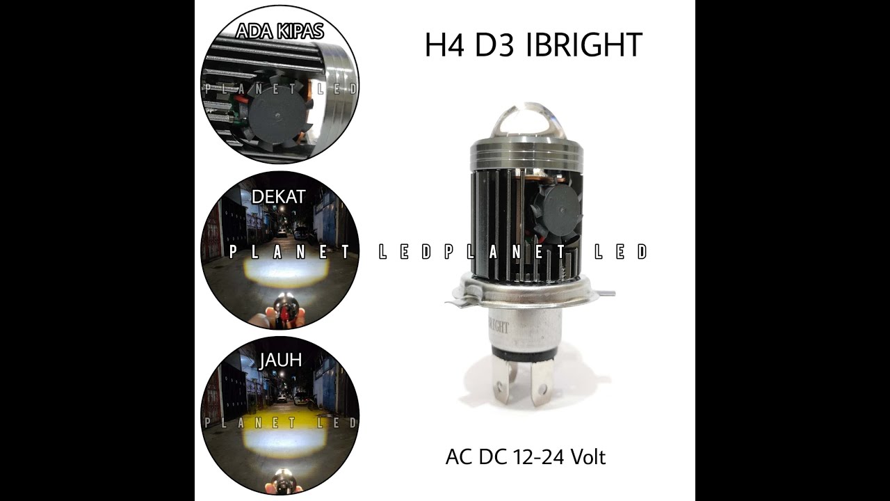 Lampu Utama LED H4 D3 Laser Kipas IBRIGHT Super Terang AC DC Motor Mobil - YouTube