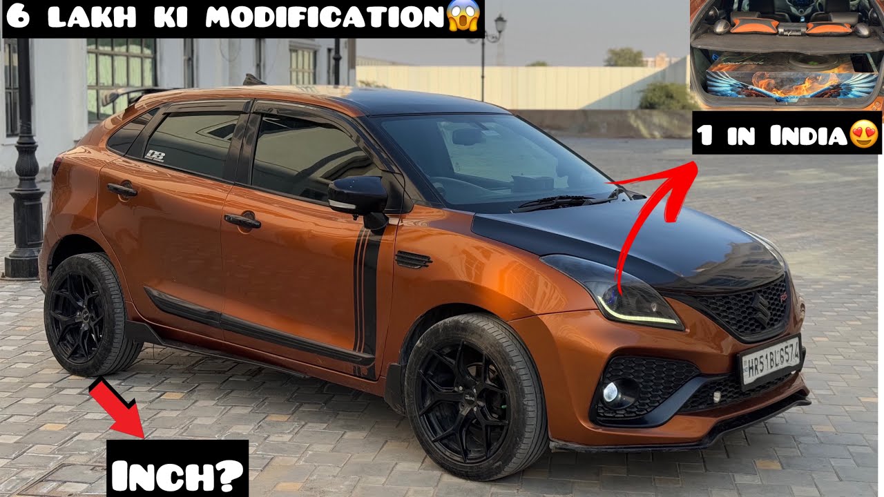 🔥🔥Maruti Baleno🔥Full modified with rs body kit😱Exhaust🔥|| Heavy music ...