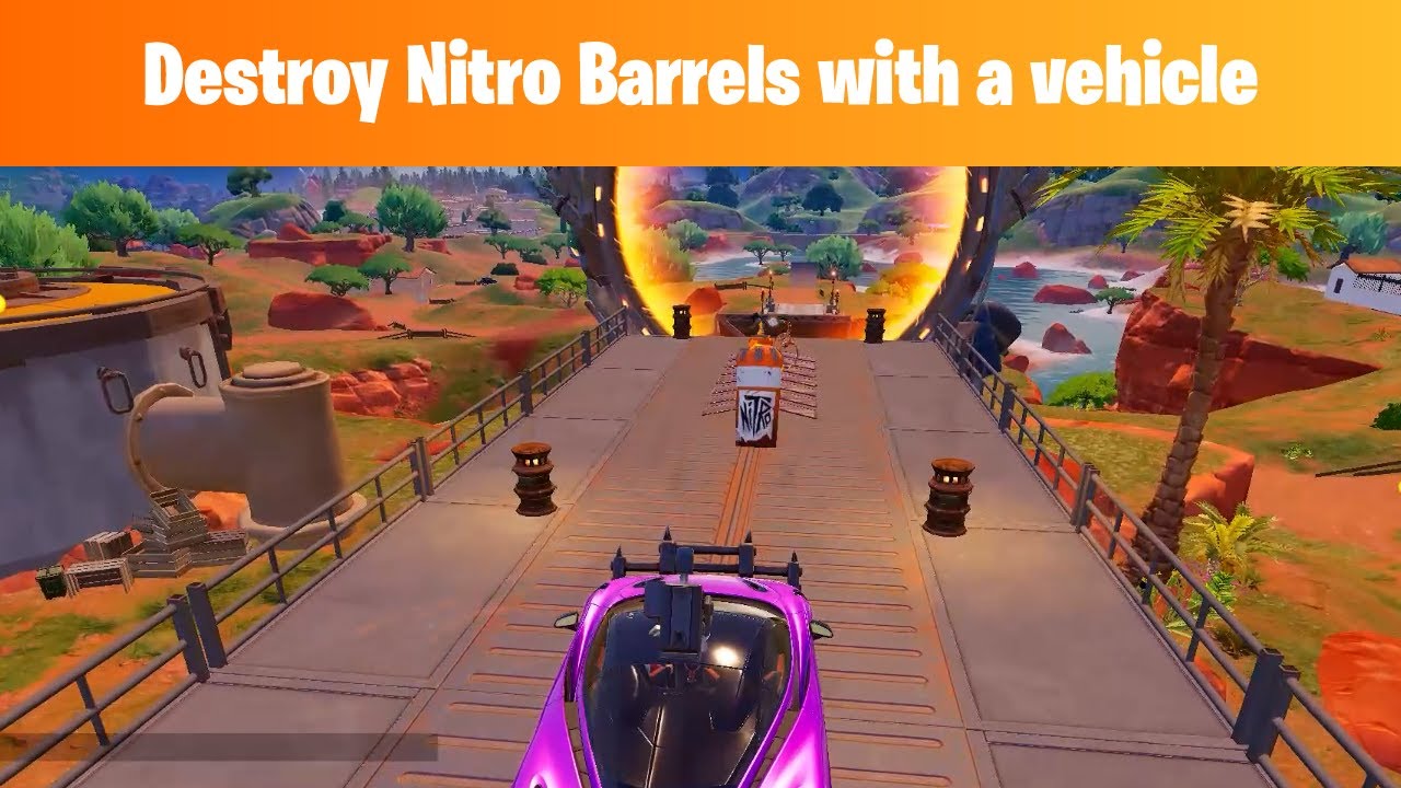 Fortnite วิธีทำ Destroy Nitro Barrels with a vehicle Week 3 - YouTube