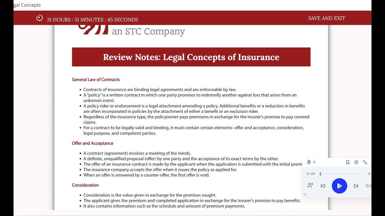 Legal Concepts of Insurance | Health and Life Insurance Course Chapter ...