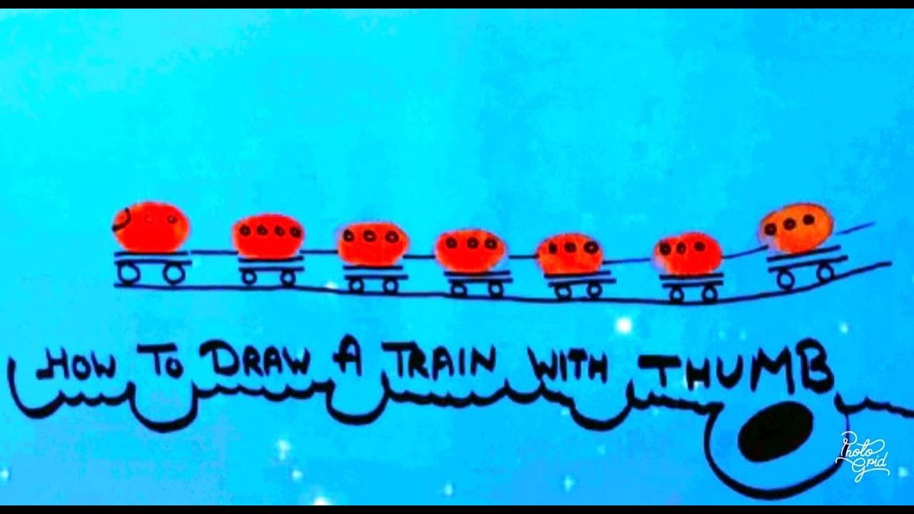 how to Draw Thumbprint/Fingerprint Freight Train | Neha Kids Art - YouTube