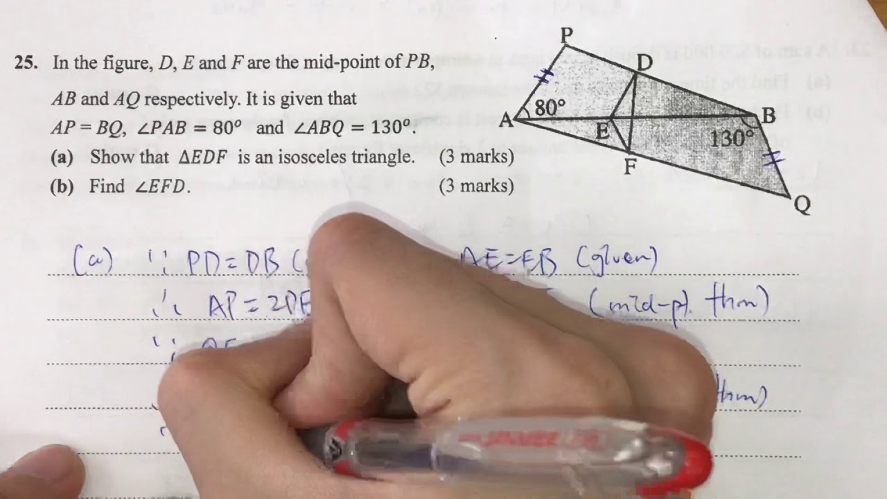 1819 YE S3 LQ25 Mid-point theorem - YouTube