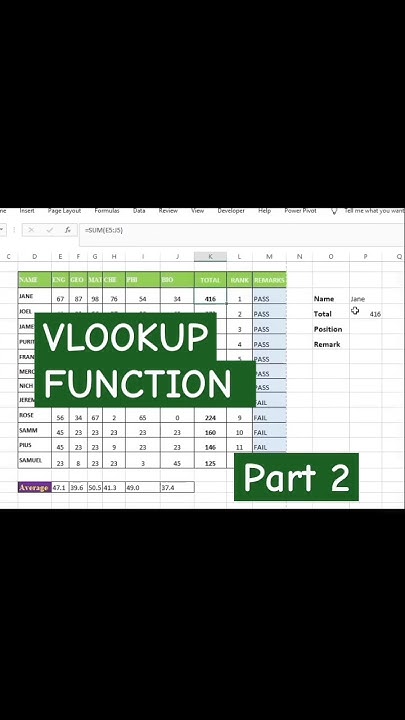 VLOOKUP FUNCTION IN EXCEL. see part 1 in my channel #exceltips #microsoft - YouTube