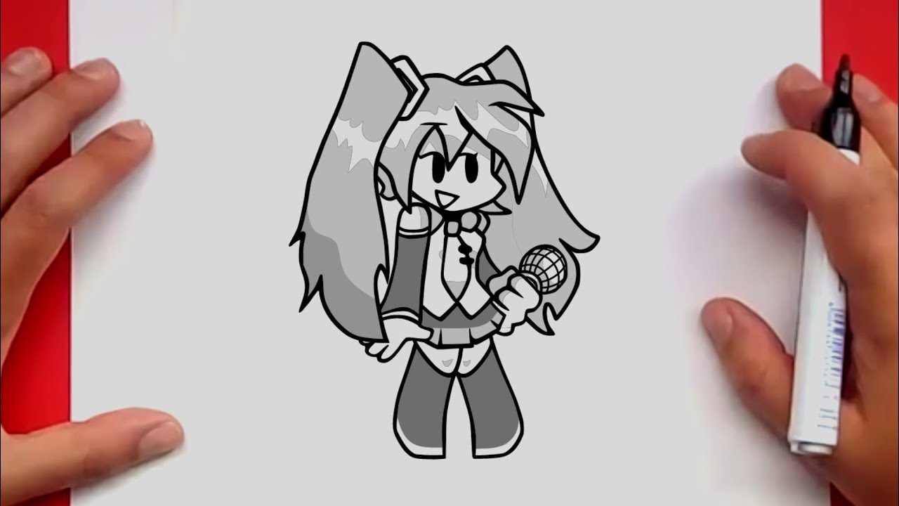 How to Draw Hatsune Miku | Friday Night Funkin' Mod - YouTube