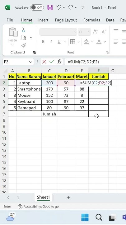 Cara Menjumlahkan Data pada Tabel di Excel #shorts #excel - YouTube