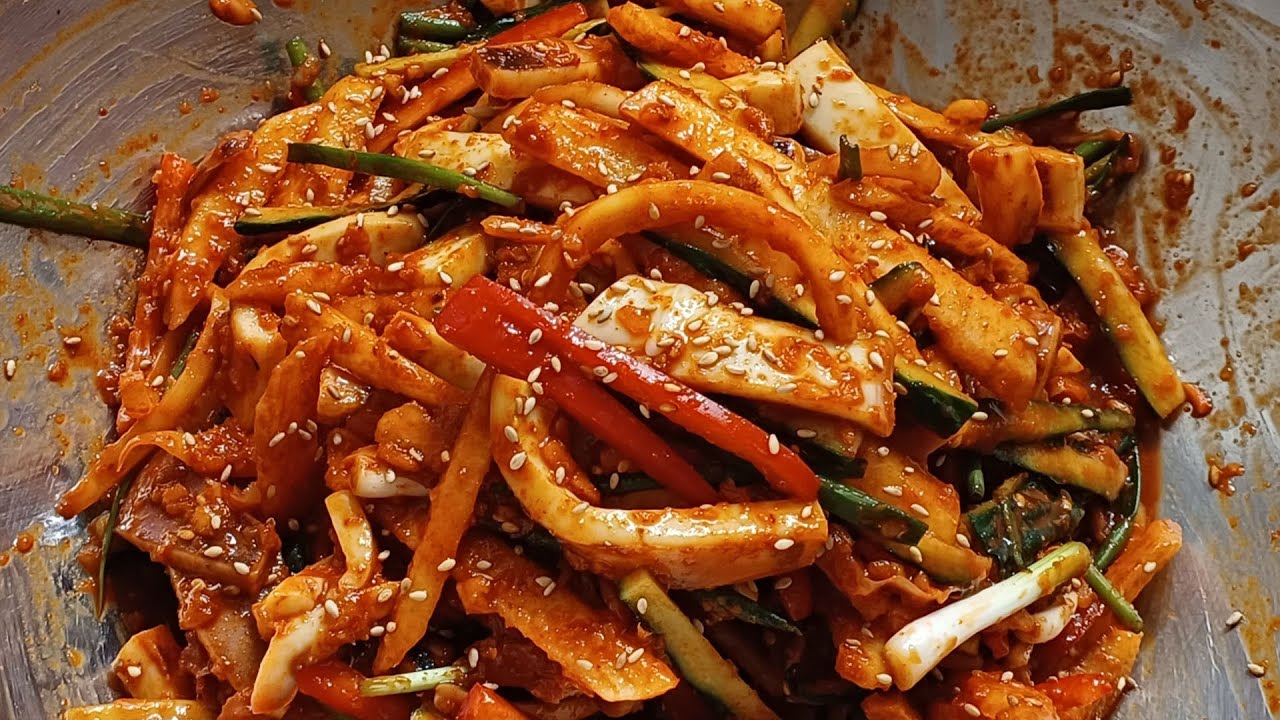 오징어 도라지무침 이 야채를 넣고 무침 했더니 순식간에 한 양푼이 동티 났어요 ~ 아삭하고 기관지에도 좋은 웰빙음식 ~ Youtube