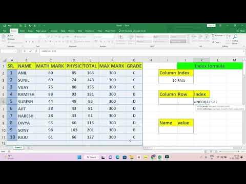 EXCEL INDEX FORMULA TUTORIAL IN HINDI @technicalinterfaces #excel #exceltutorial #excelinhindi ...