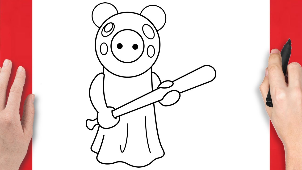 How To Draw Piggy Roblox Character - Step By Step Drawing - YouTube